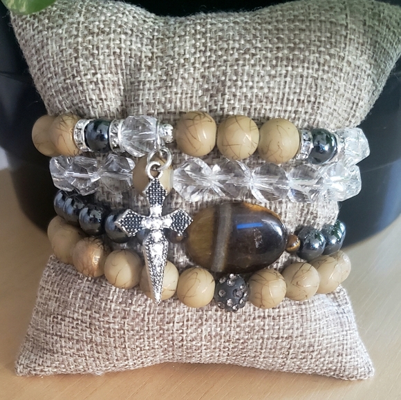 Jewelry | Beaded Stackable Stretch Bracelets Set Of 4 | Poshmark
